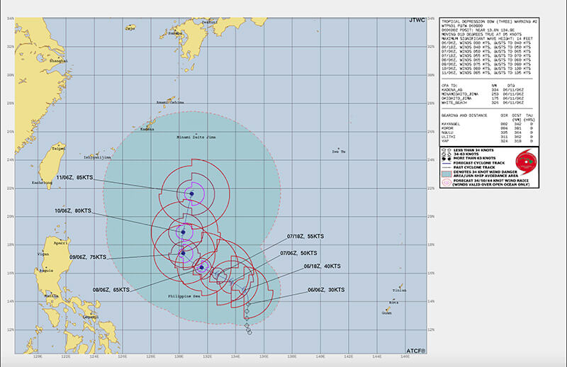 台風3号2023米軍とwindy気象庁の進路予想！日本への接近と影響についても